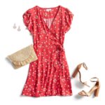 DIY Stitch Fix Red Floral Dress Outfit for Summer Outfits.